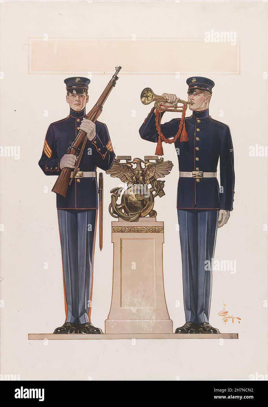 Semper Fidelis Us Marine Corps - World War One U.S.A Propaganda Poster ...