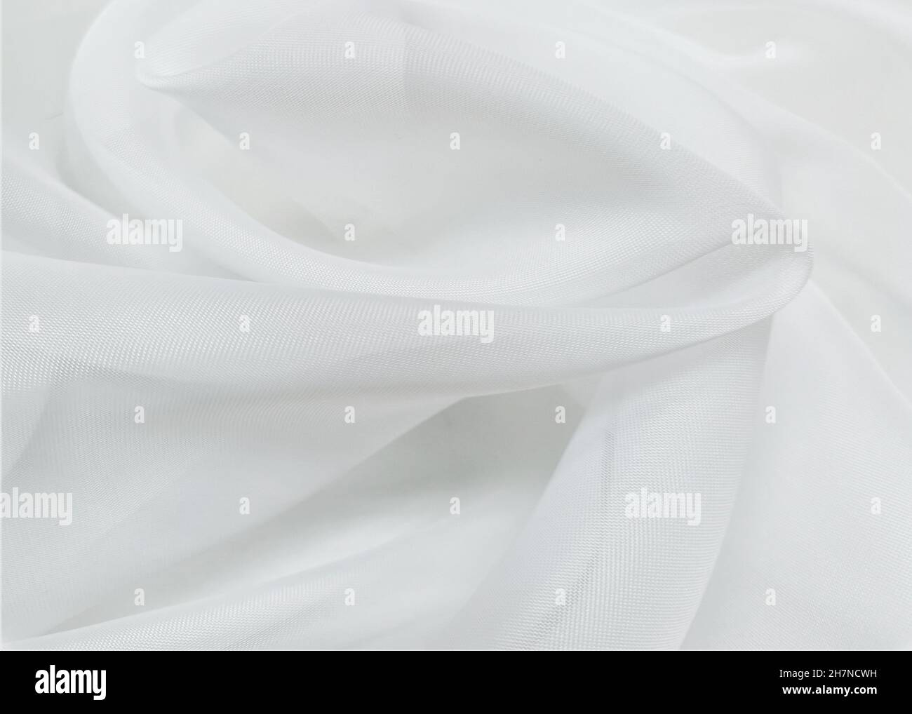 White crumpled or wavy fabric texture background. Abstract linen cloth ...