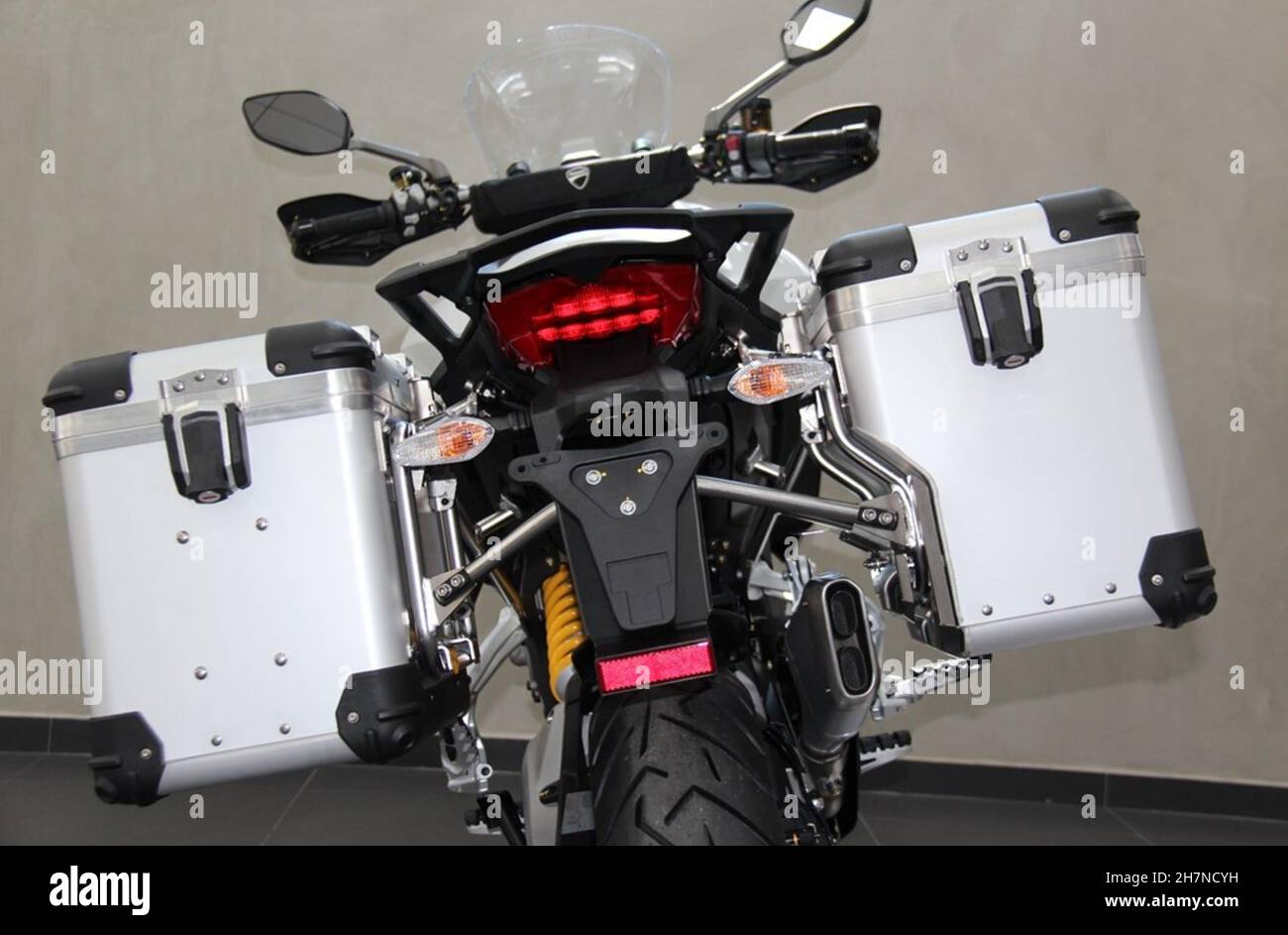 Ducati Multistrada 1200 Enduro Motorcycle: Rear view of the motorcycle ...