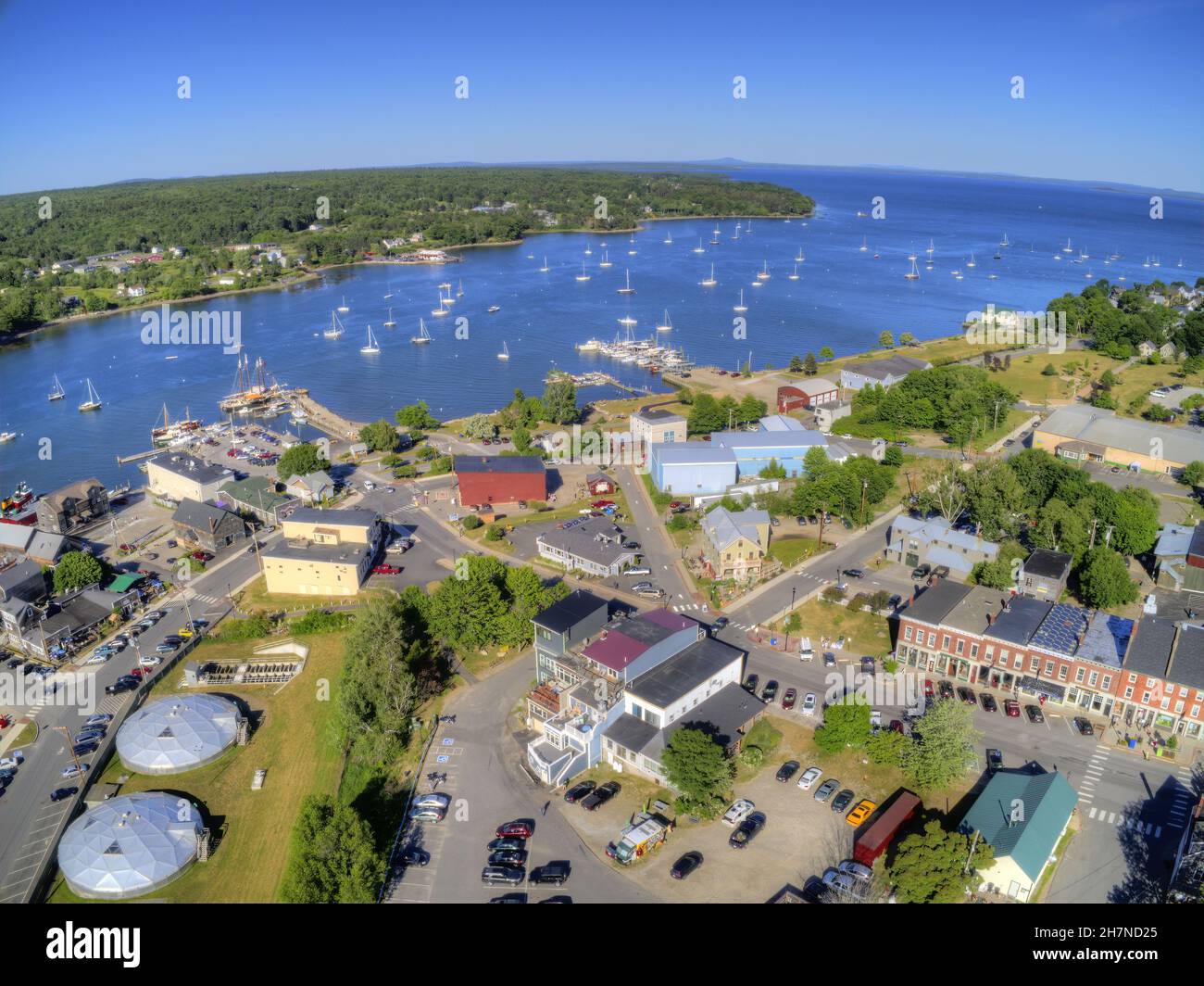 Aerial view of the city of Belfast in Maine, United States Stock Photo ...