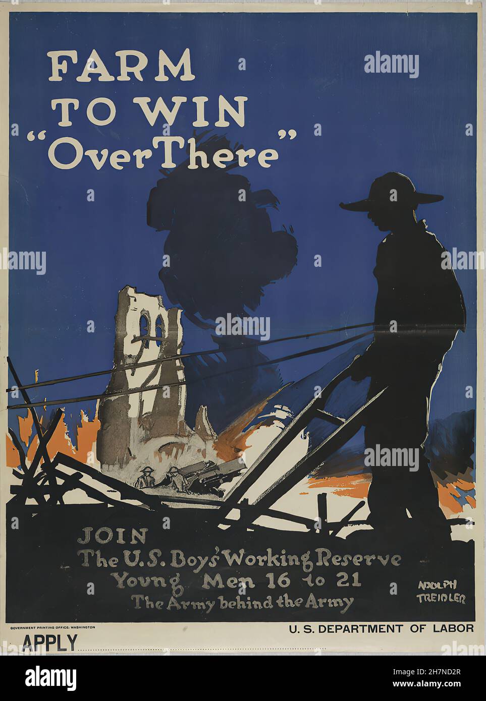 Farm To Win Over There - World War One U.S.A Propaganda Poster Stock ...