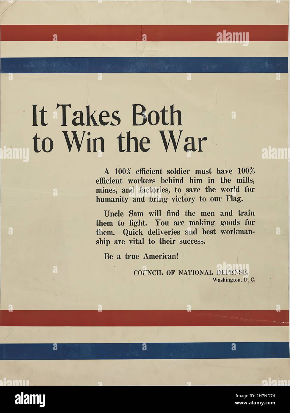 It Takes Both To Win The War - World War One U.S.A Propaganda Poster ...