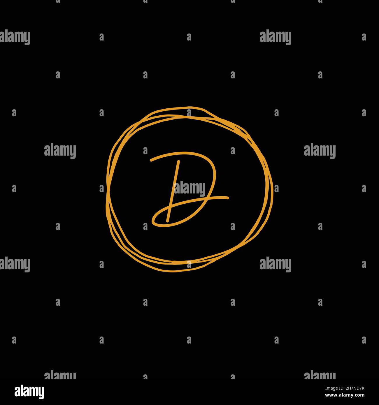 Initial letter D signature handwritten elegant logo design template ...