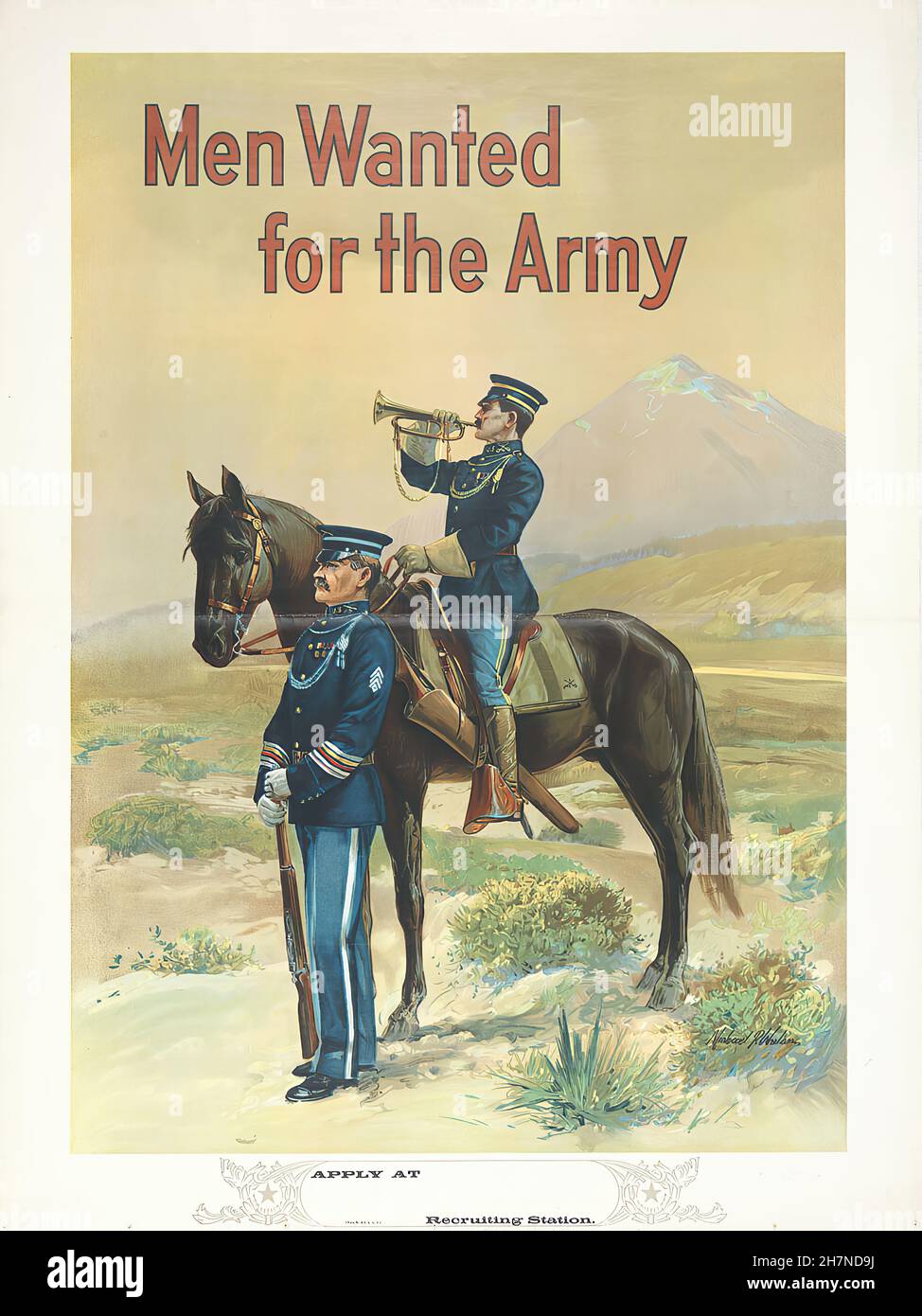 Men Wanted For The Army Mounted Officer - World War One U.S.A ...