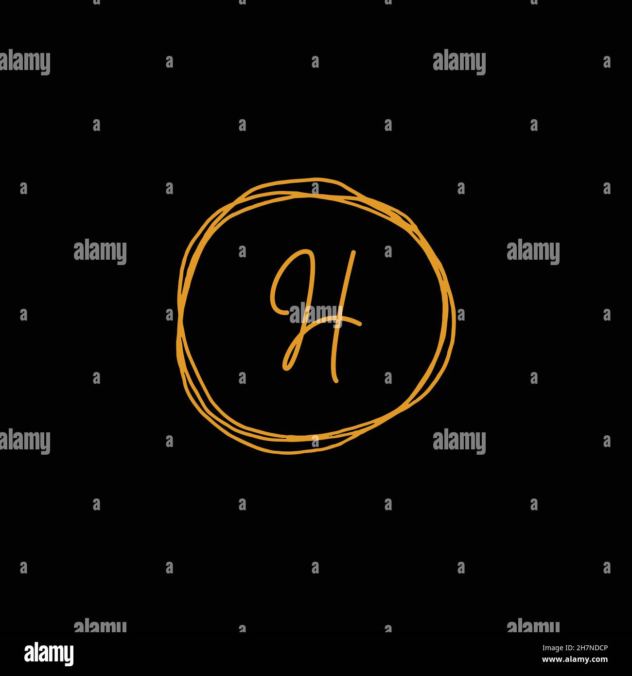Initial letter H signature handwritten elegant logo design template ...