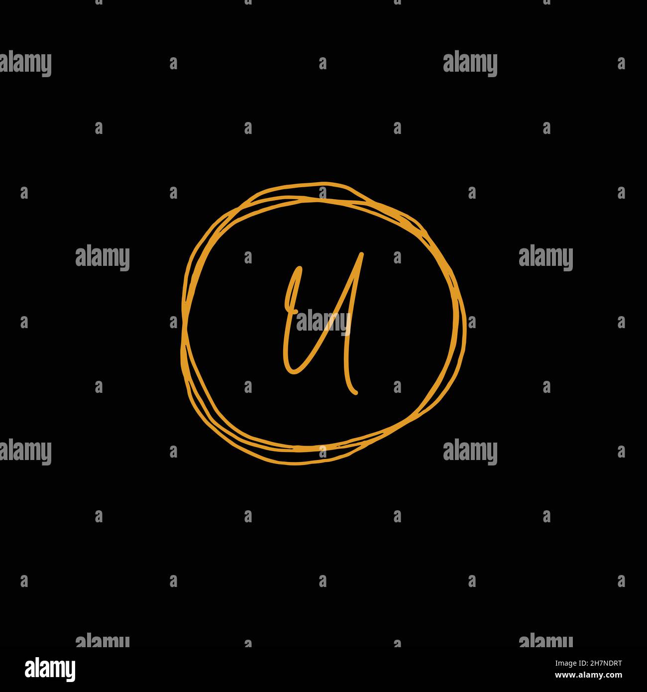 Initial letter U signature handwritten elegant logo design template ...