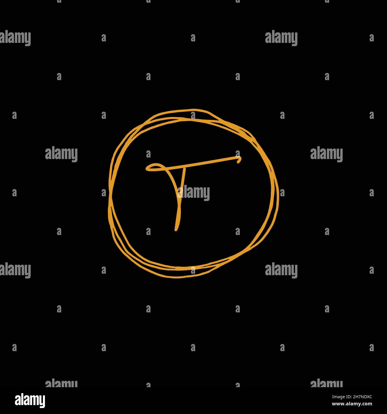 Initial letter T signature handwritten elegant logo design template ...