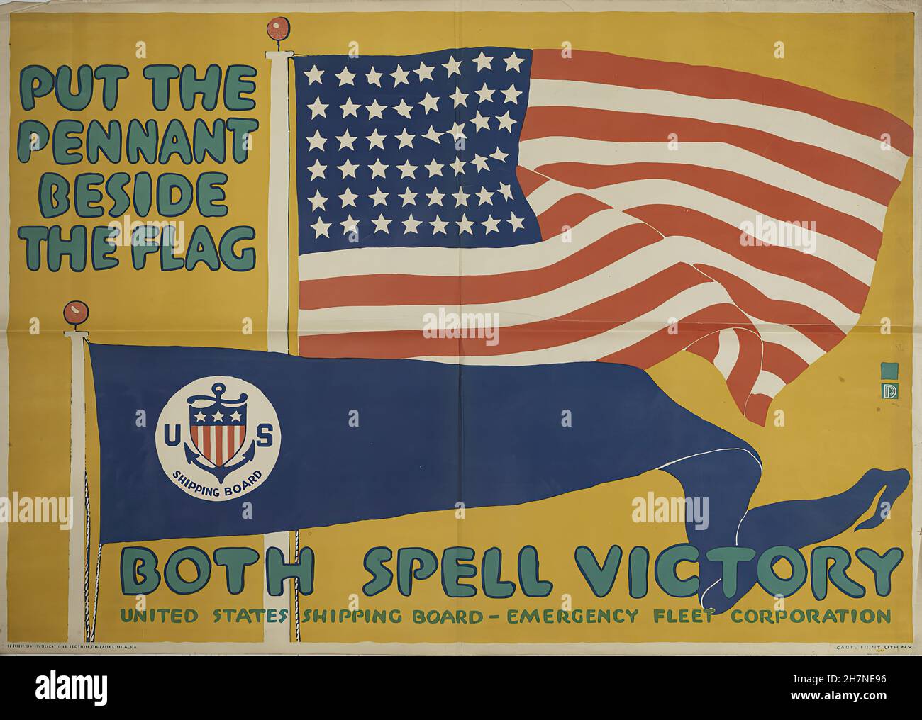 Put The Pennant Beside The Flag - World War One U.S.A Propaganda Poster ...