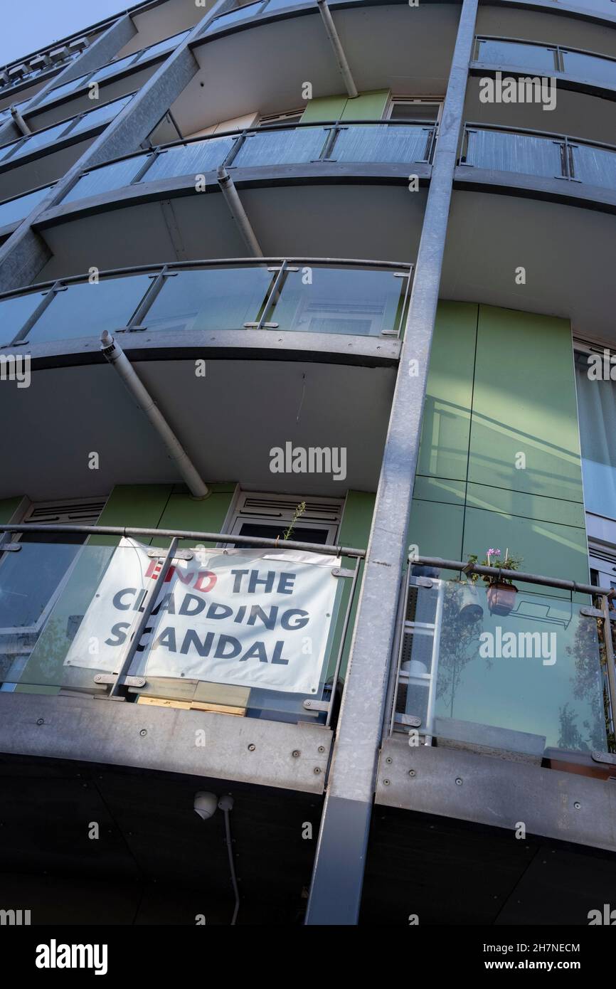 Protest banners against the unfairness of cladding costs which have ...
