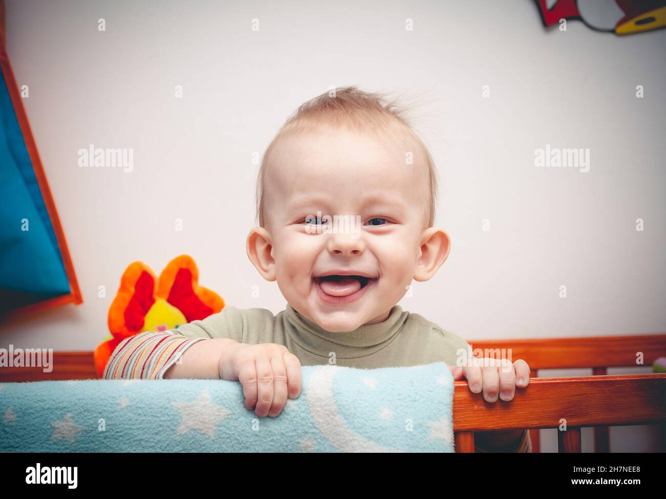 One year old baby boy stare straight to camera Stock Photo - Alamy