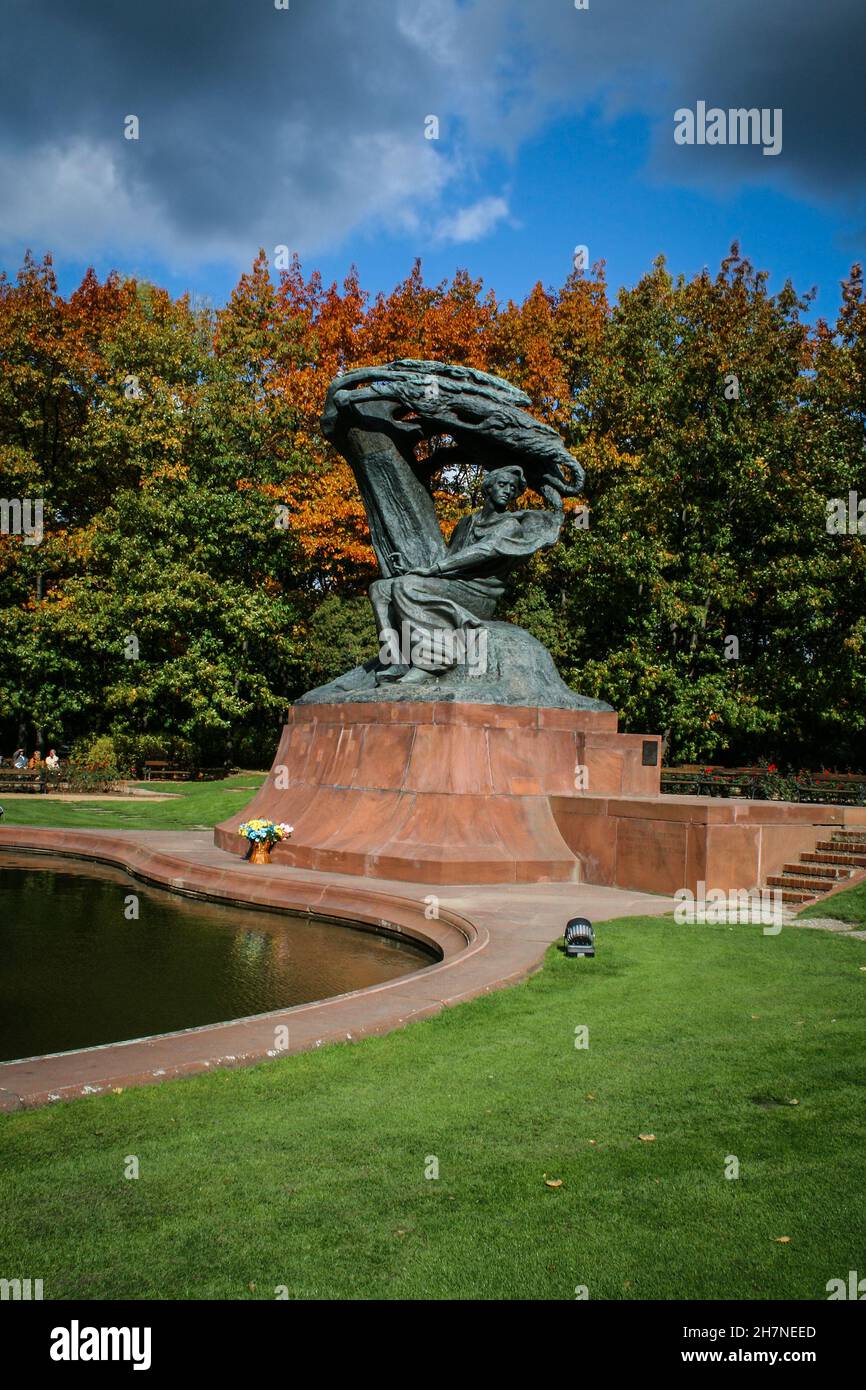 Fryderyk Chopin monument in Lazienki city park in Warsaw, Poland, in ...