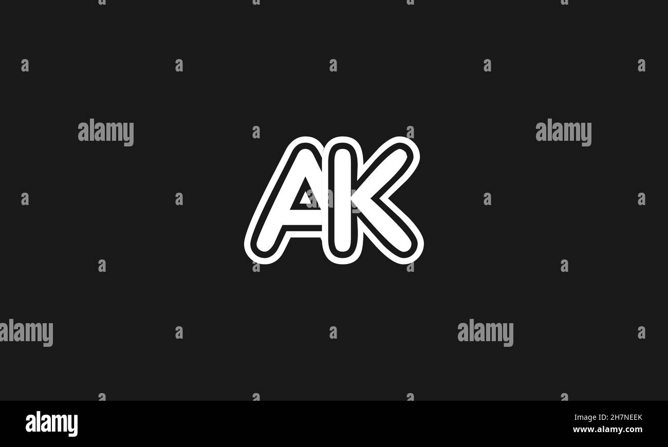 Bold letter AK logo thick one line creative minimalist style Stock ...