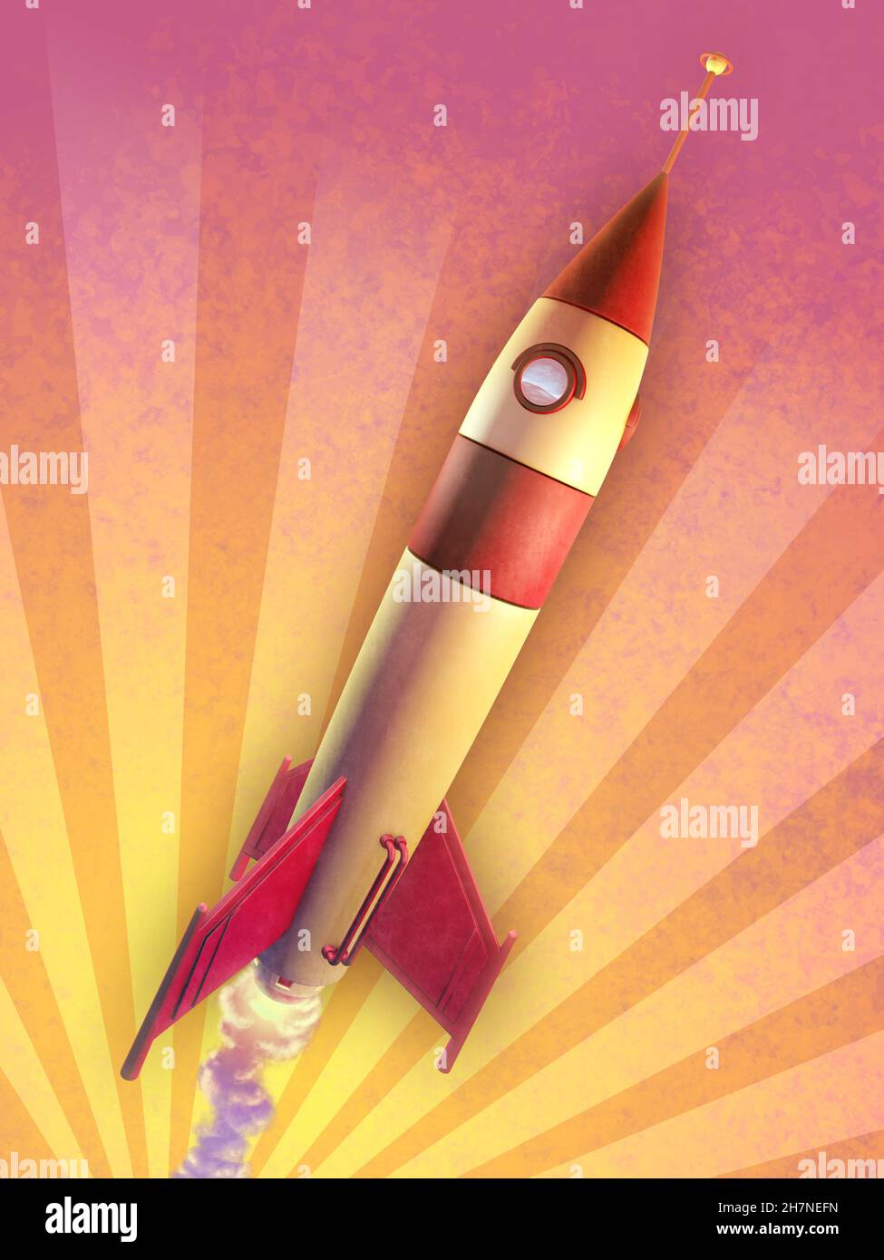 Retro rocket illustration hi-res stock photography and images - Alamy