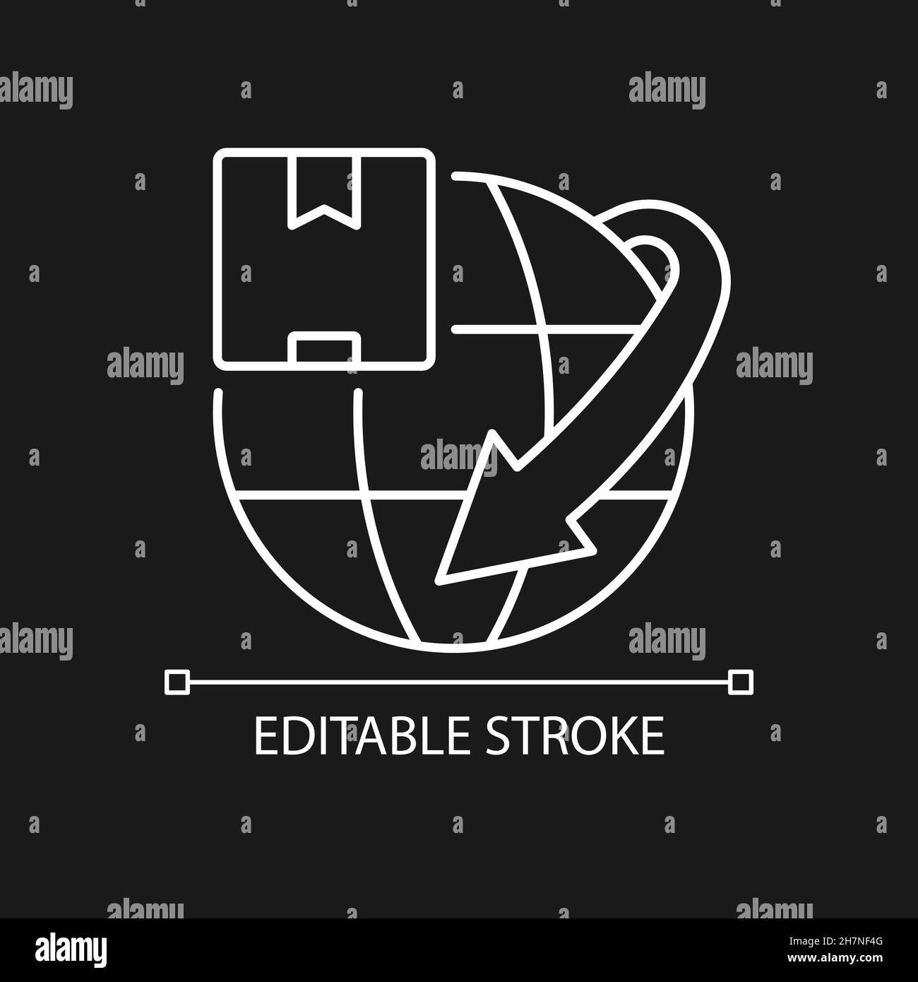 International order delivery service white linear icon for dark theme ...