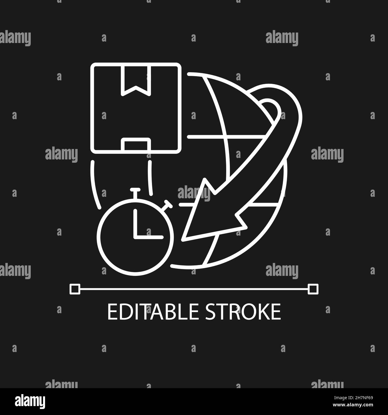 Expedited international shipping white linear icon for dark theme Stock ...