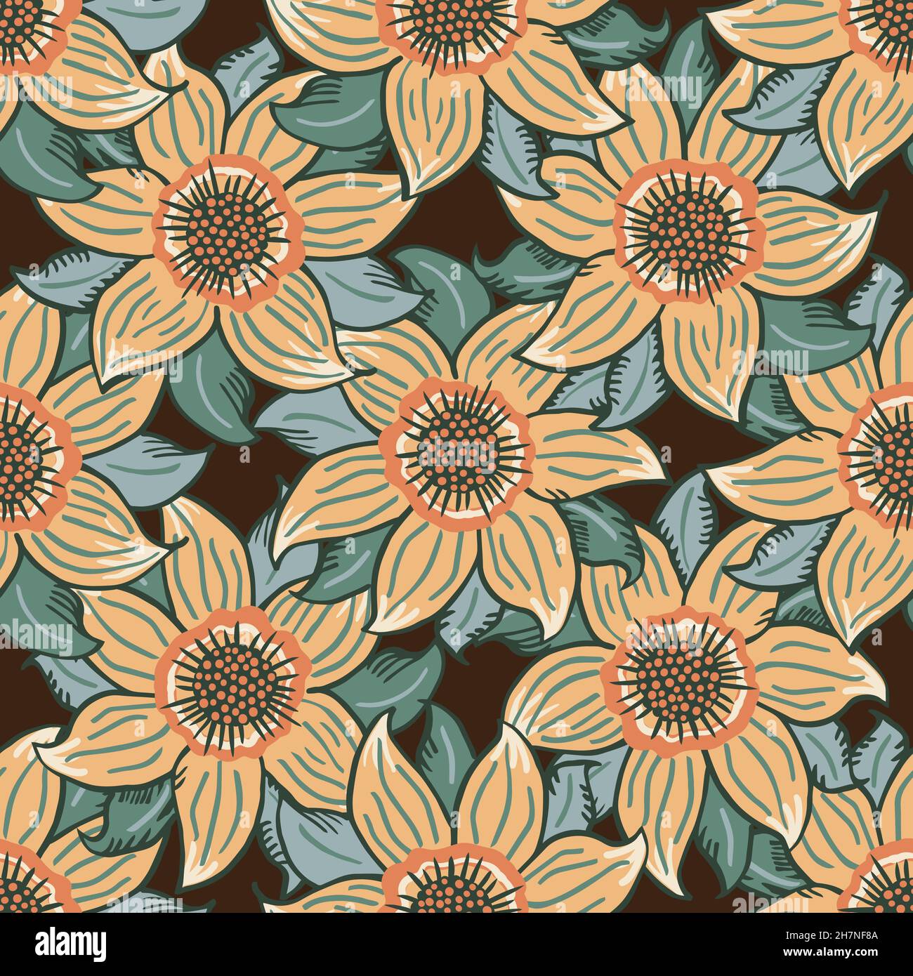 Beautiful yellow wildflower black Stock Vector Images - Alamy