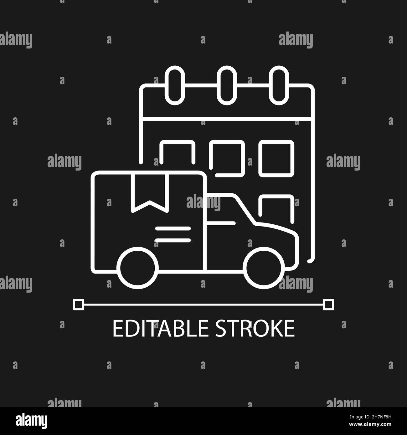 International orders shipping schedule white linear icon for dark theme ...