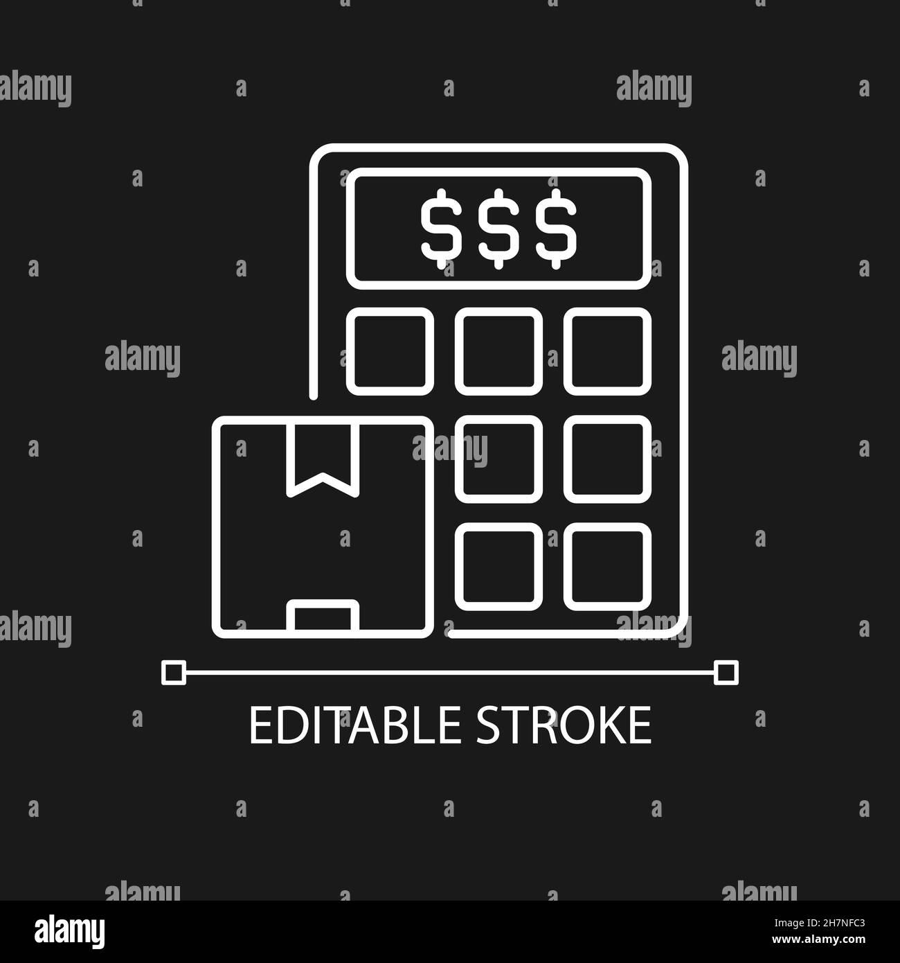 Shipping cost calculator white linear icon for dark theme Stock Vector ...