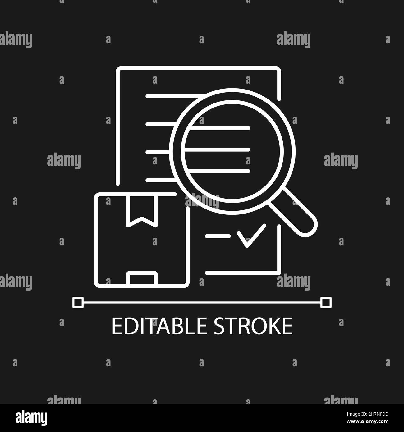 Shipping audit cargo transportation control white linear icon for dark ...