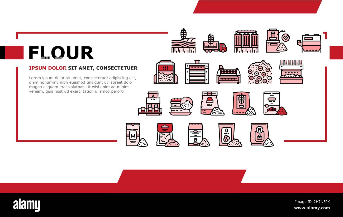 Flour Factory Industry Production Landing Header Vector Stock Vector ...