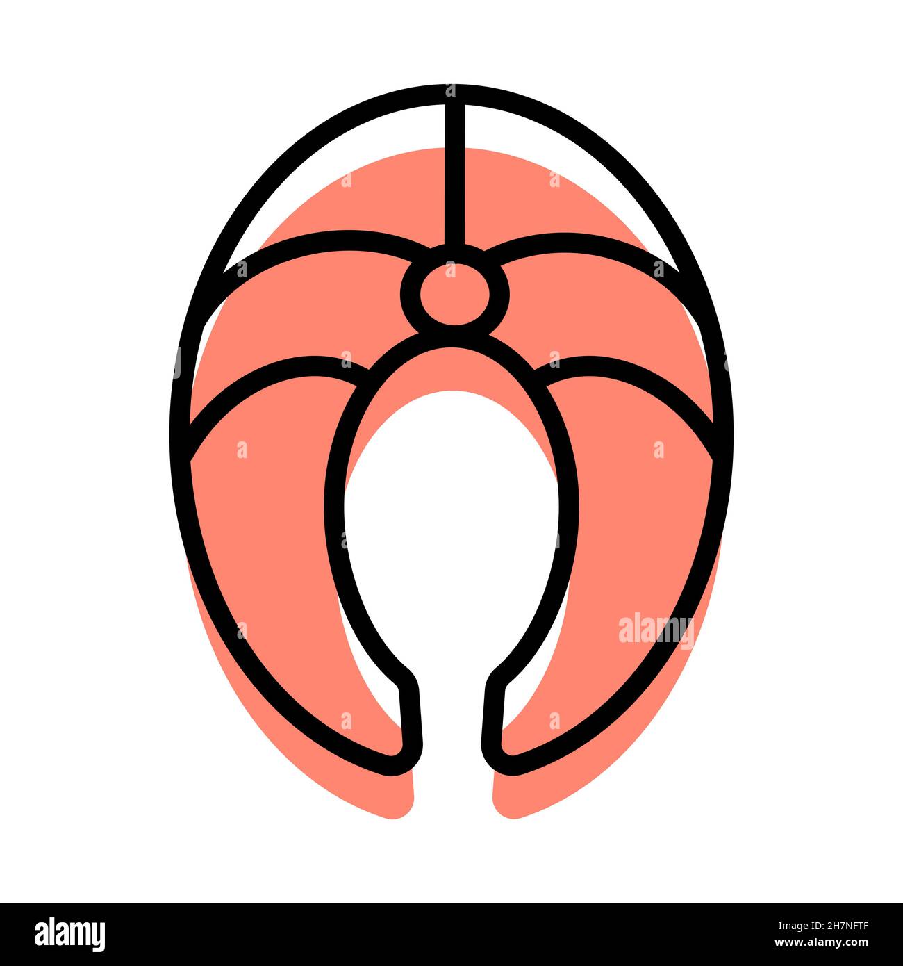 Red fish icon. Linear style. Vector illustration. Isolated on a white ...