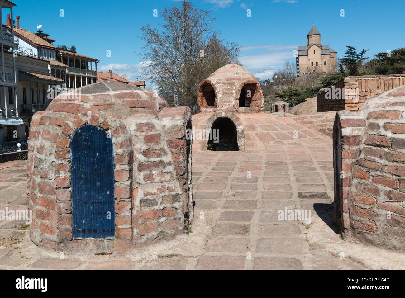 Domed roof of the ancient sulphuric baths in Abanotubano district of ...