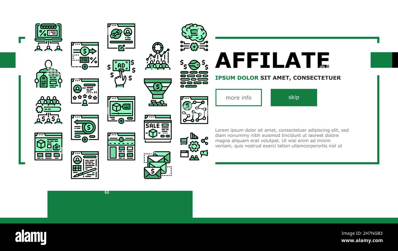 Affiliate Marketing And Commerce Landing Header Vector Stock Vector ...