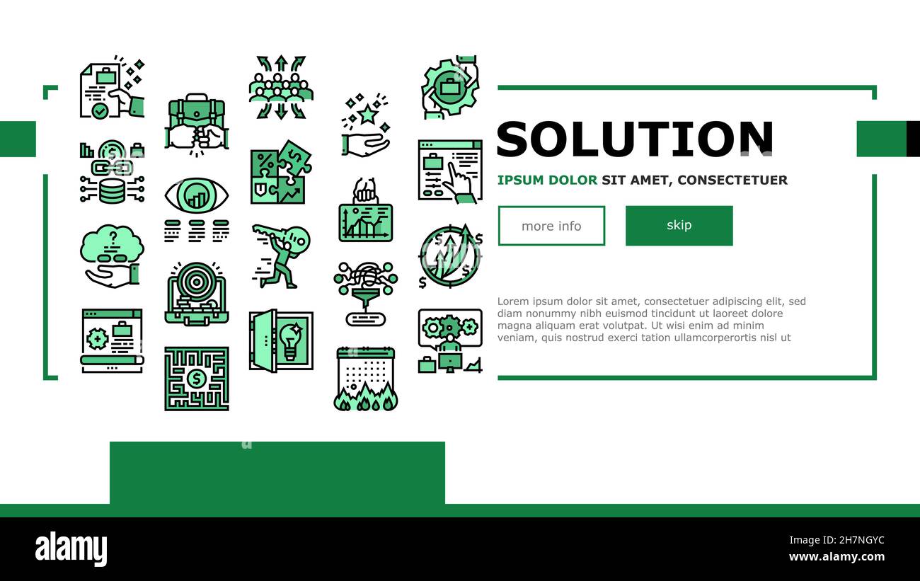Solution Business Problem Task Landing Header Vector Stock Vector Image ...