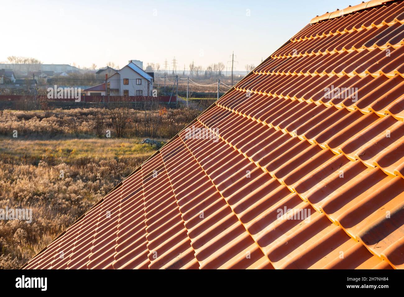 Overlapping red new tiles hi-res stock photography and images - Alamy