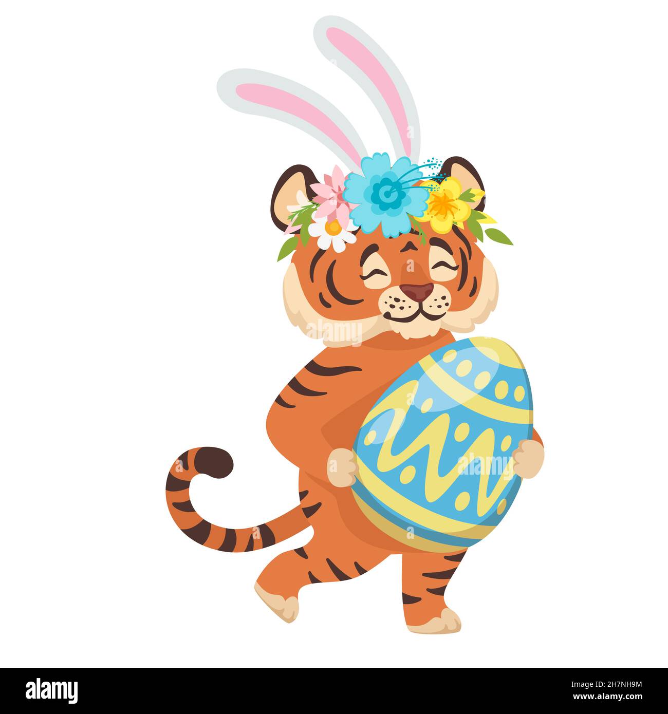 Vector Cute Easter tiger with bunny ears Stock Vector Image & Art - Alamy