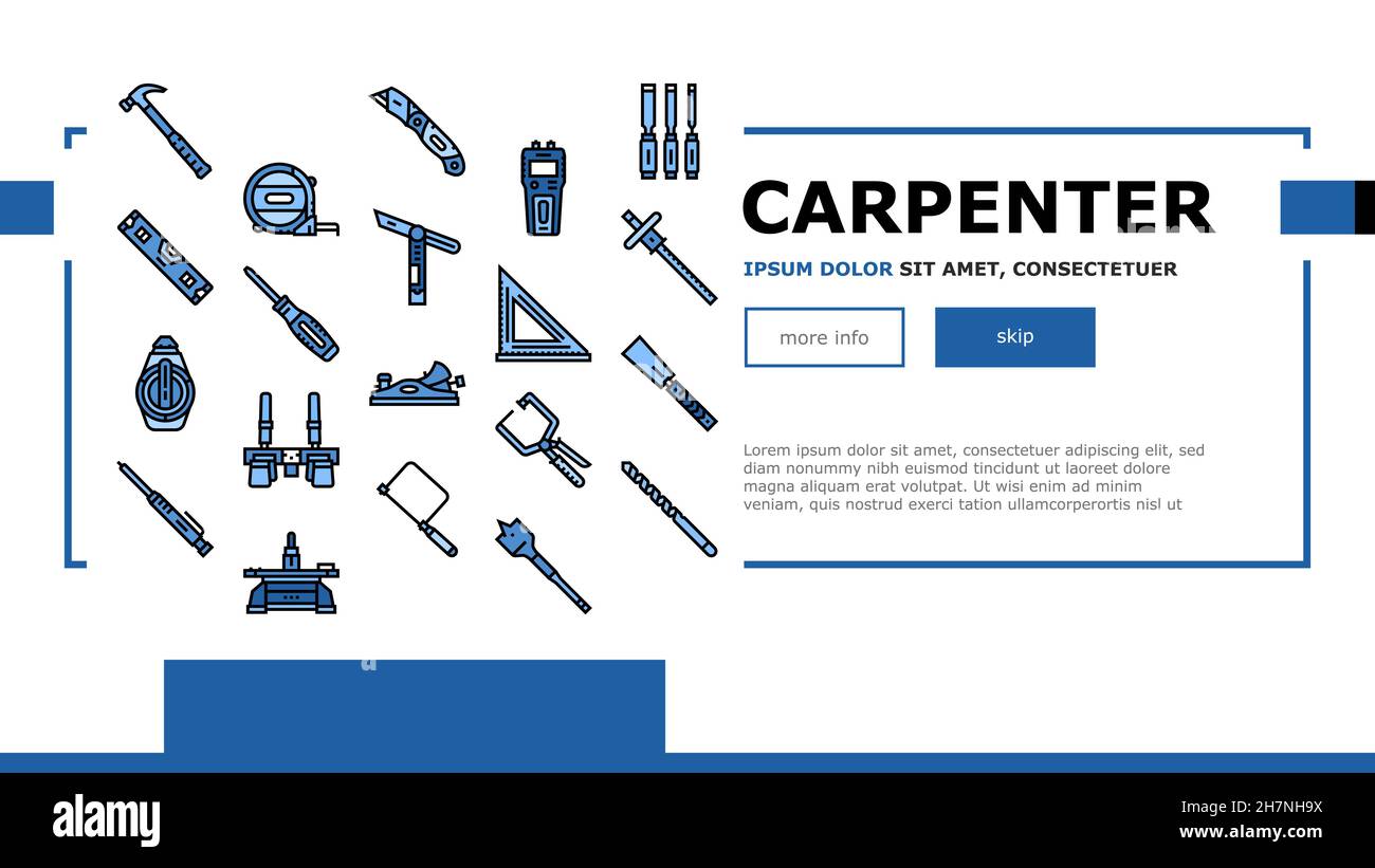 Carpenter Tool And Accessory Landing Header Vector Stock Vector Image ...
