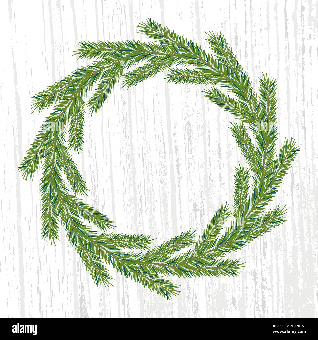 Green wreath of spruce branches. Natural art decoration. New Year ...