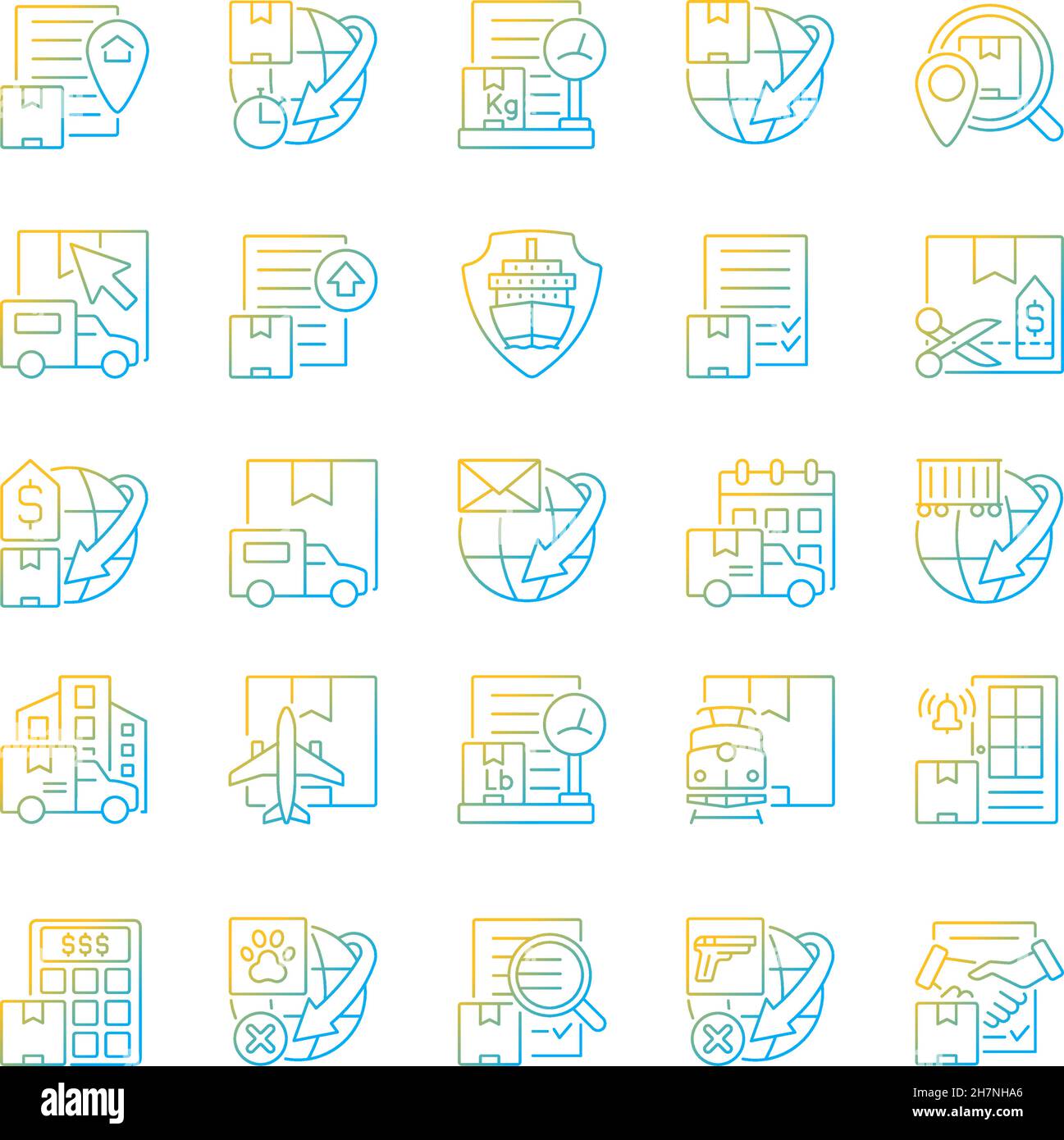 International shipping business gradient linear vector icons set Stock ...