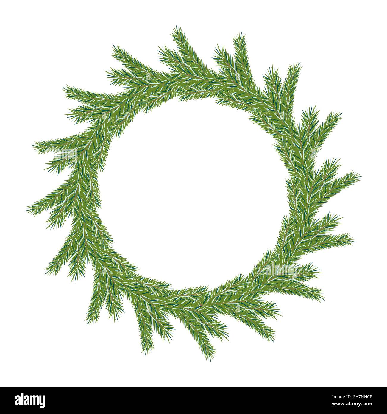 Template with green wreath of spruce branches for celebration design ...
