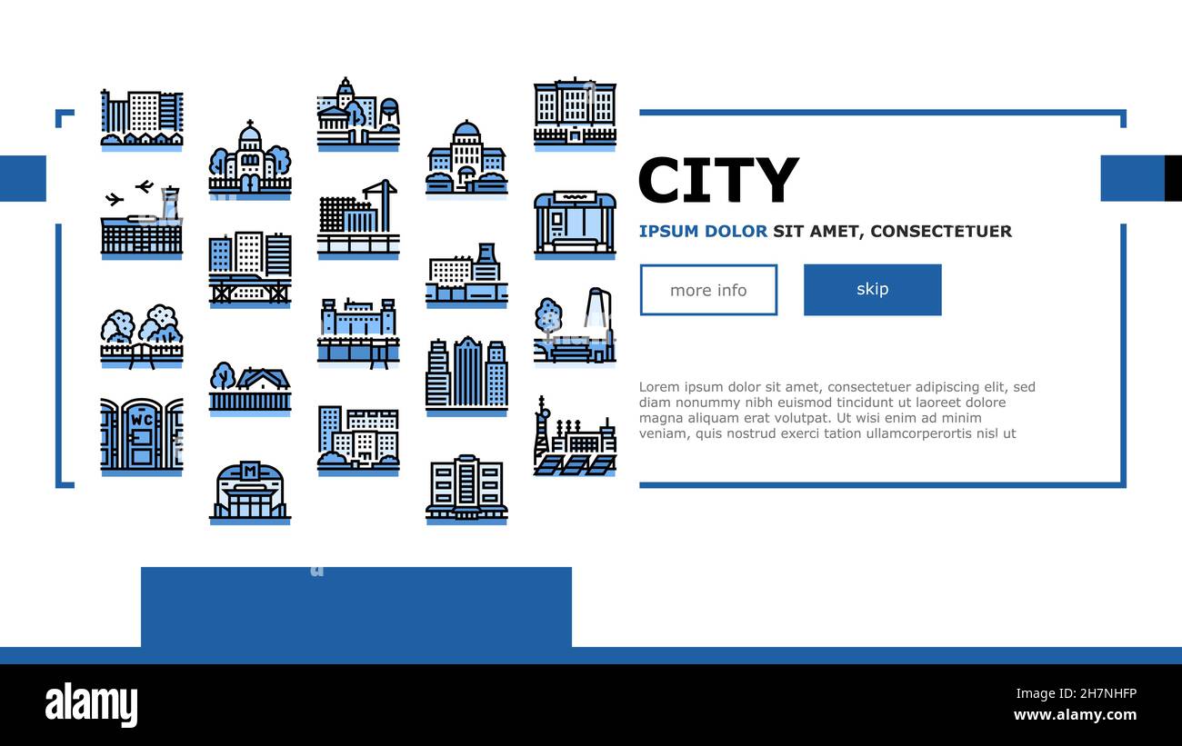 City Construction And Landscape Landing Header Vector Stock Vector ...