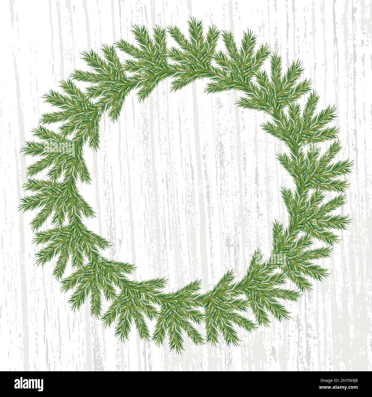 Wreath of spruce branches on grey background. New Year. Christmas ...