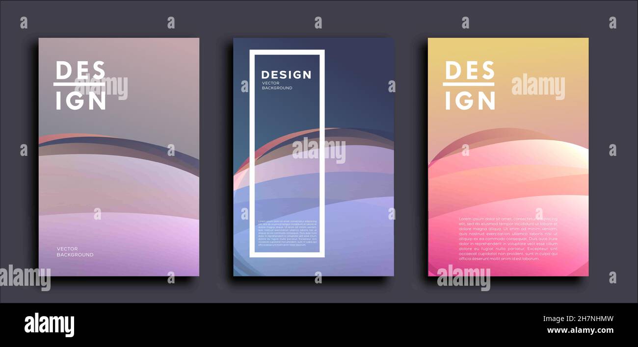 set of Minimalist wavy posters. Bright gradient color. Design for book ...