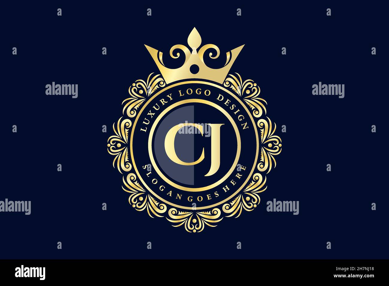 CJ Initial Letter Gold calligraphic feminine floral hand drawn heraldic ...