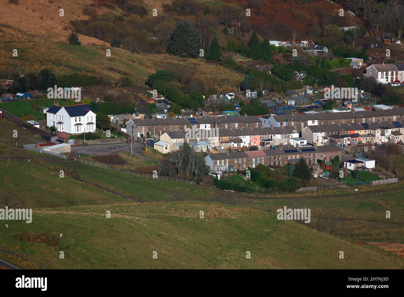 The small village of Cym Parc in the valleys near Treorchy once being ...