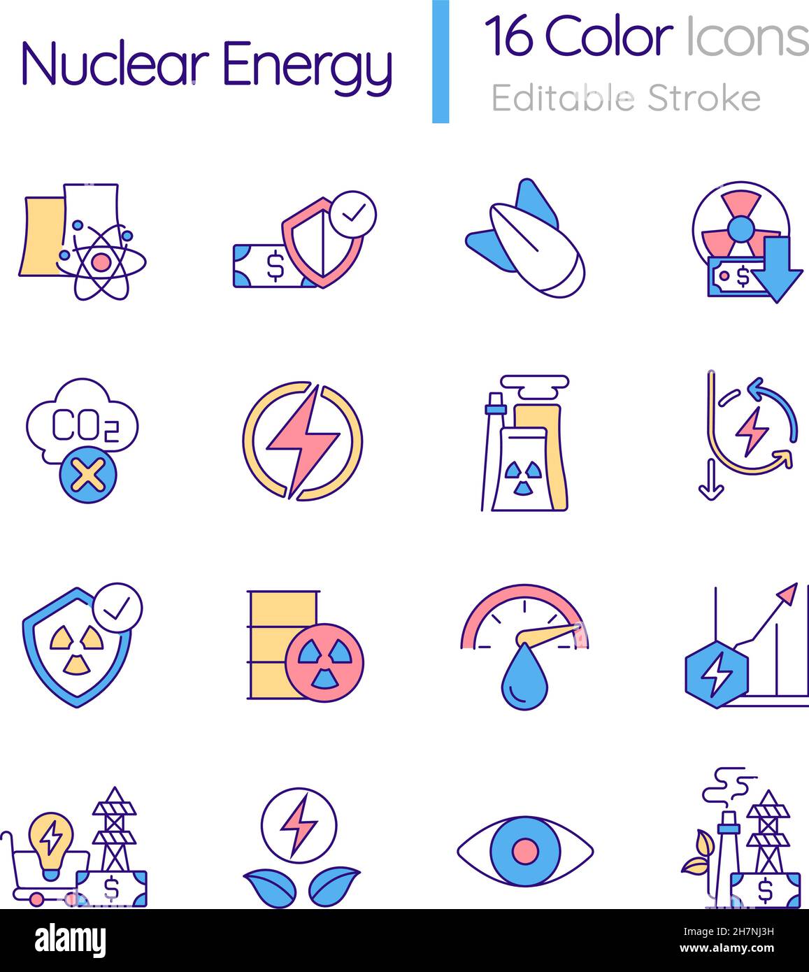 Nuclear energy RGB color icons set Stock Vector Image & Art - Alamy
