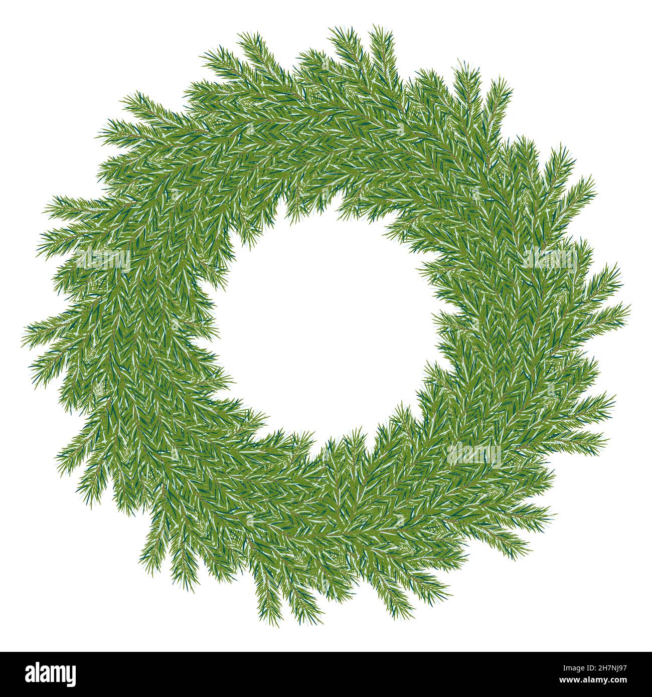 Beautiful banner with green wreath of spruce branches. Isolated vector ...