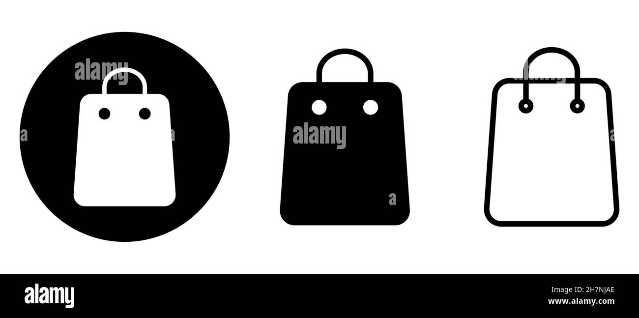 Shopping bag icon set. Grocery bag linear icons. Vector signs and ...