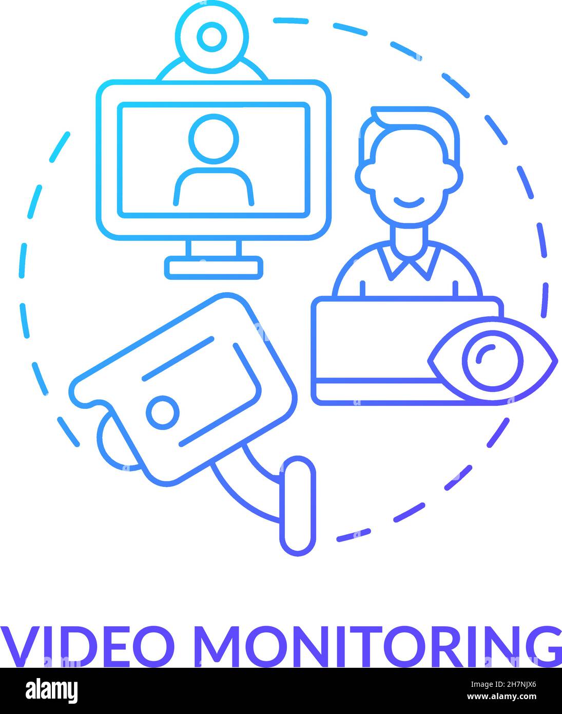 Video monitoring blue gradient concept icon Stock Vector Image & Art ...