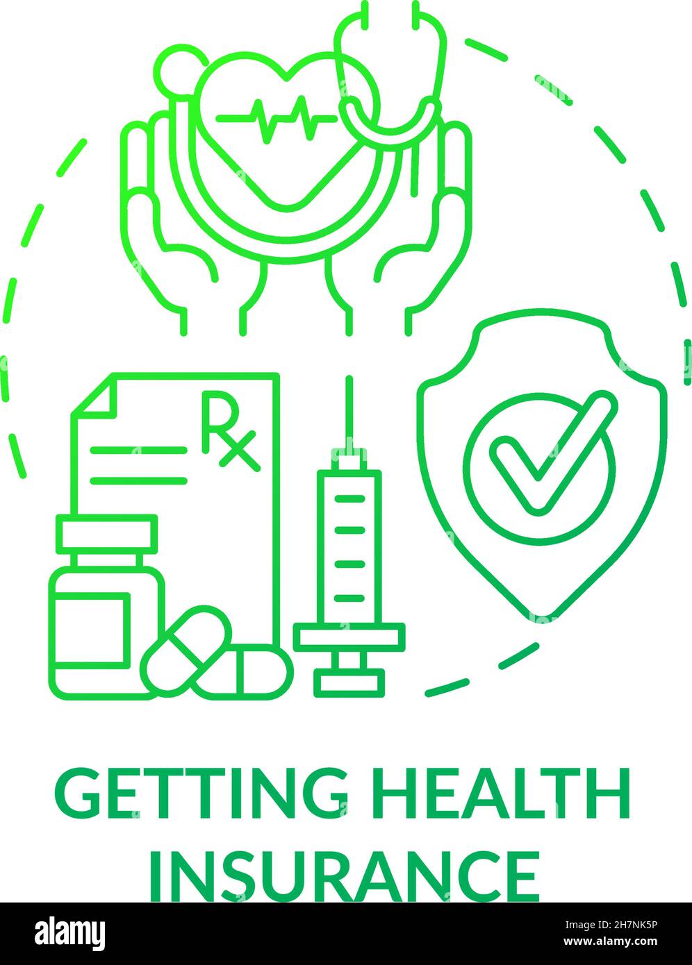 Getting health insurance green gradient concept icon Stock Vector Image ...