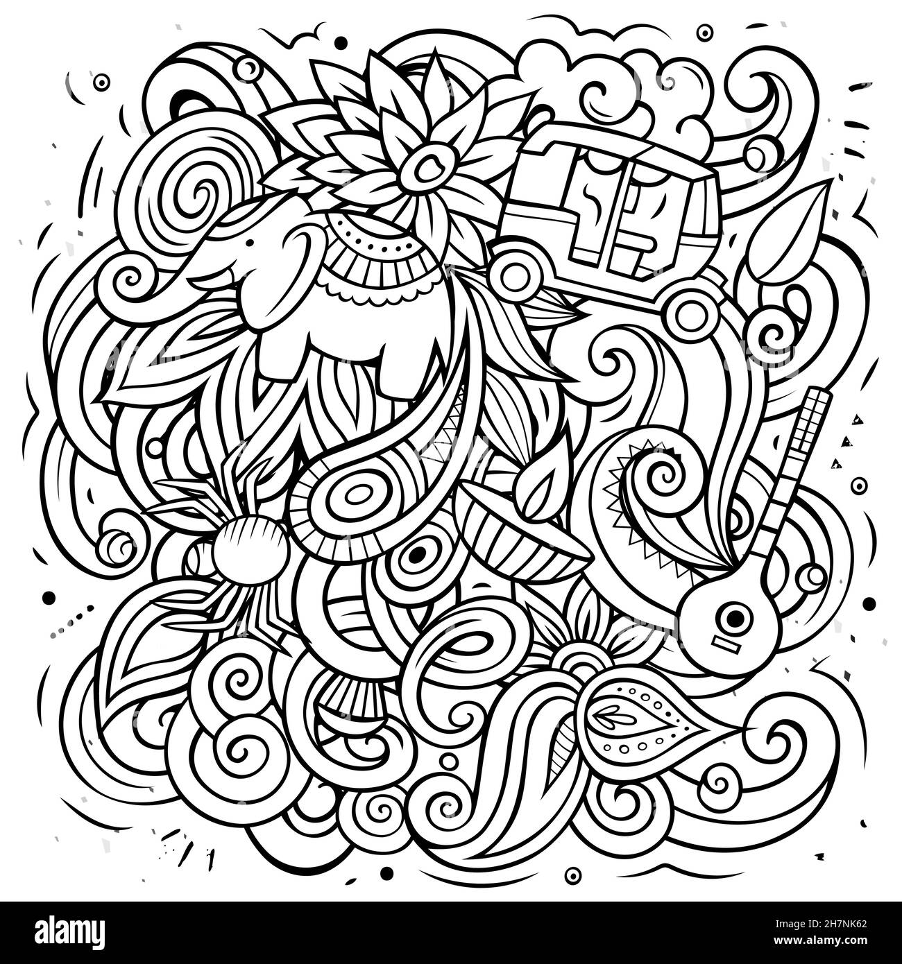 India hand drawn vector doodles illustration Stock Vector Image & Art ...