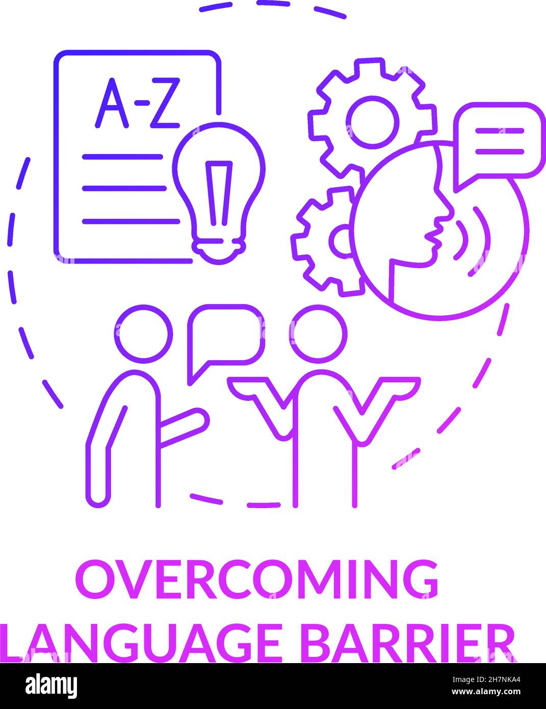 Overcoming language barrier purple gradient concept icon Stock Vector ...