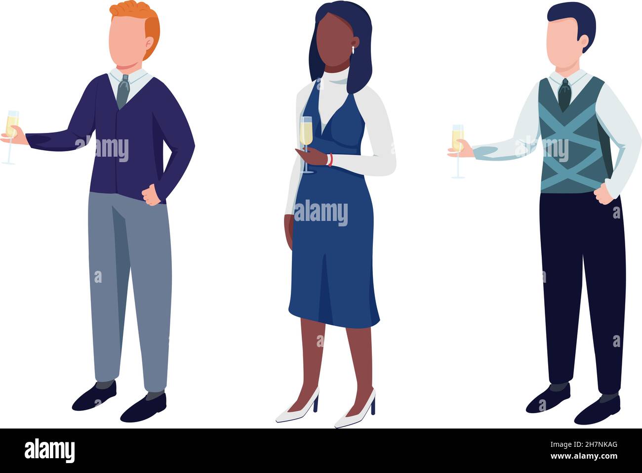 Employee at office party semi flat color vector character set Stock ...