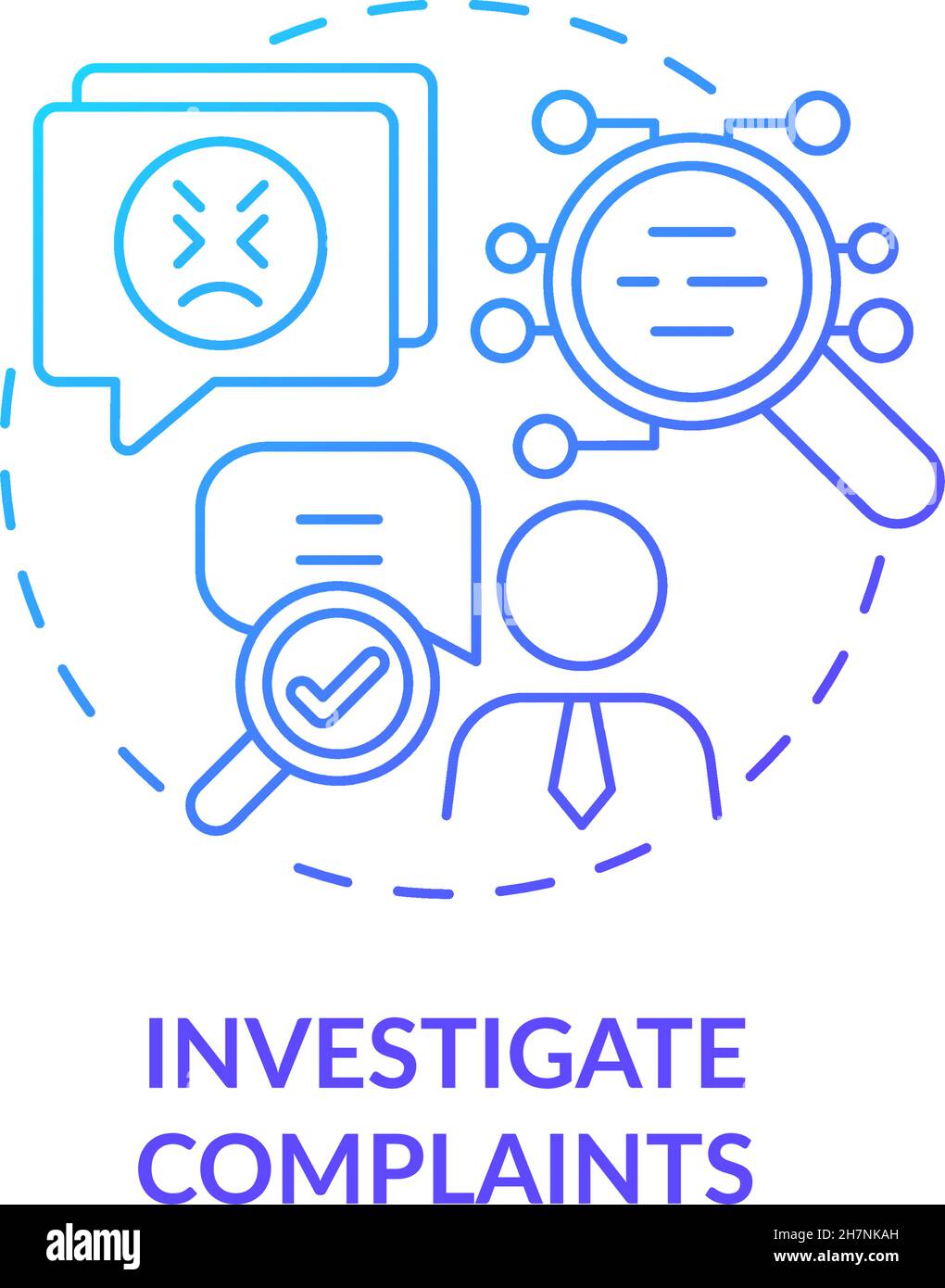 Investigate compaints blue gradient concept icon Stock Vector Image ...