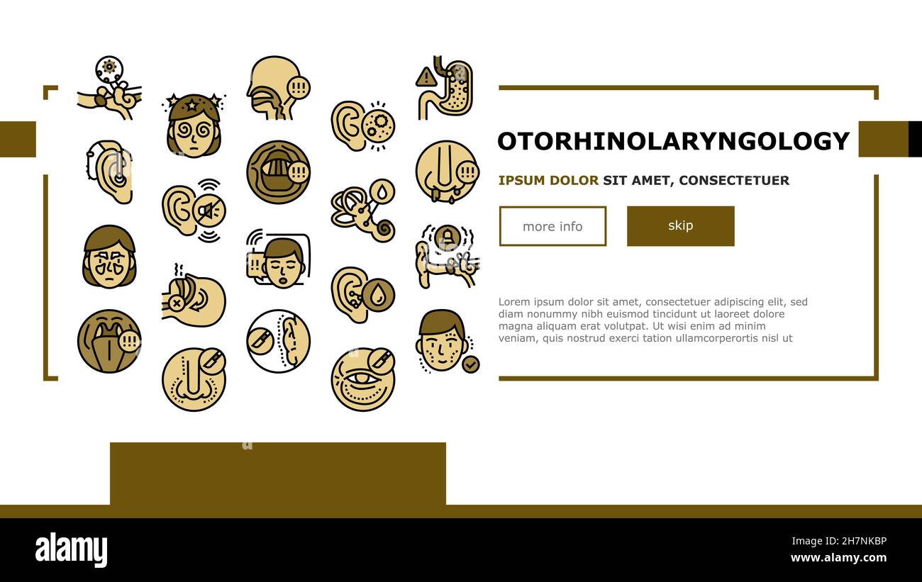 Otorhinolaryngology Treatment Landing Header Vector Stock Vector Image