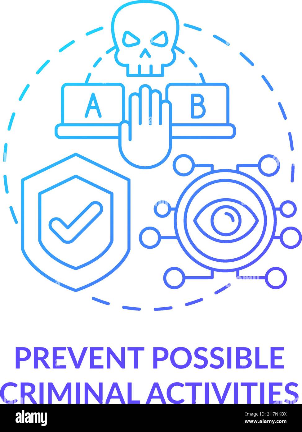 Prevent possible criminal activities blue gradient concept icon Stock ...